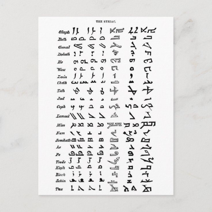 Ancient Syria Alphabet Postcard | Zazzle