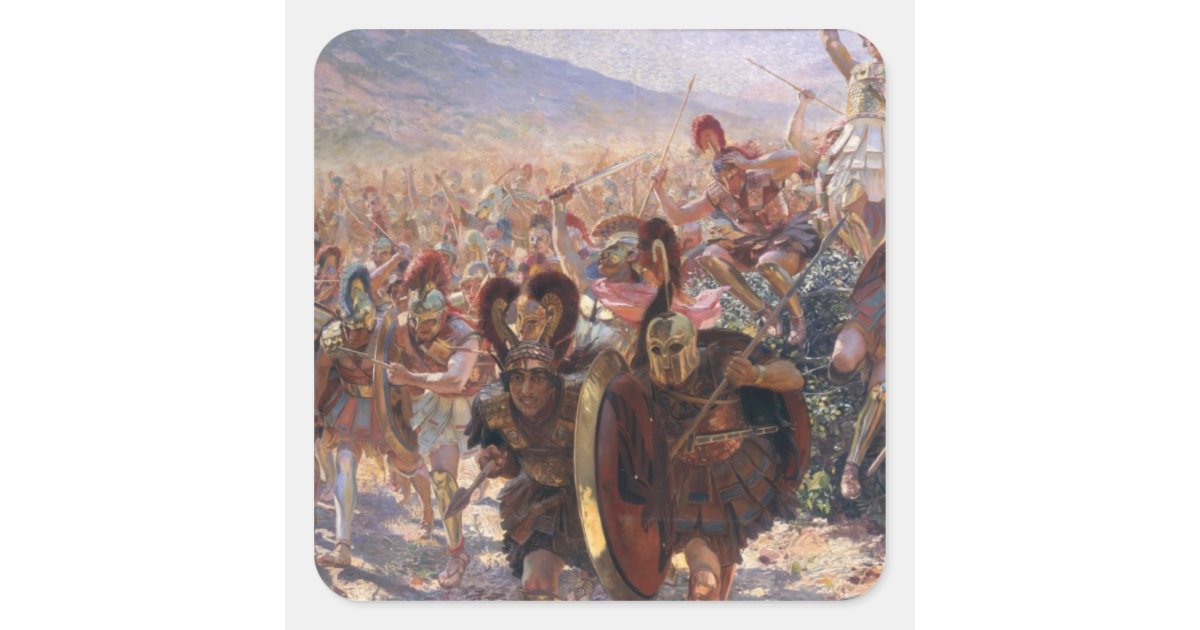 Ancient Warriors Square Sticker | Zazzle