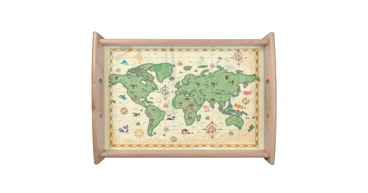 Ancient World Cartoon Map Serving Tray | Zazzle
