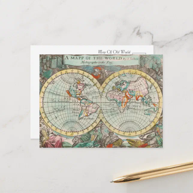 Ancient World Map Postcard | Zazzle