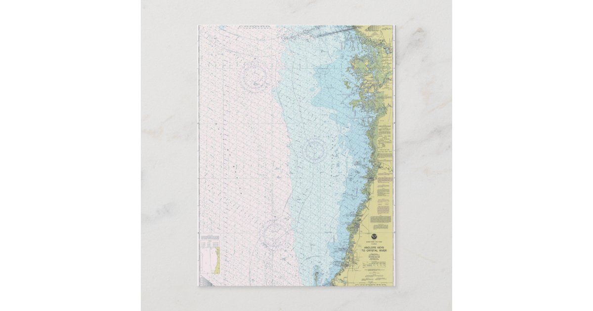Anclote Keys to Crystal River Nautical Chart Postc Postcard | Zazzle