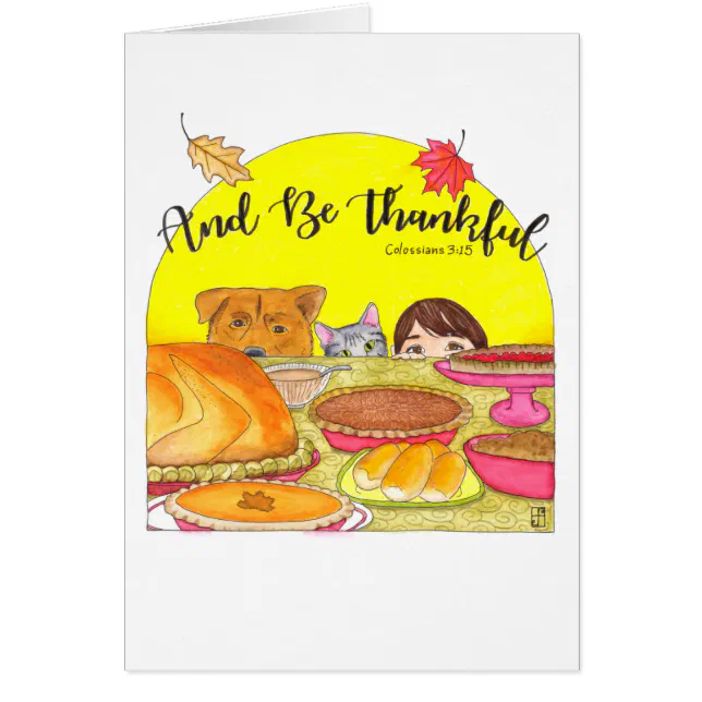 And Be Thankful Pets Thanksgiving Greeting Card | Zazzle