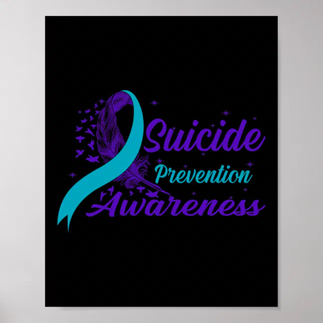And Purple Ribbon Semicolon Suicide Prevention Awa Poster | Zazzle