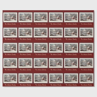 and Rustic Log Cabin Custom Name Wrapping Paper | Zazzle