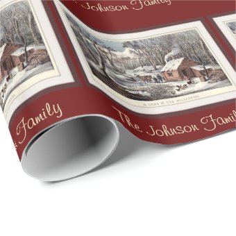 and Rustic Log Cabin Custom Name Wrapping Paper | Zazzle