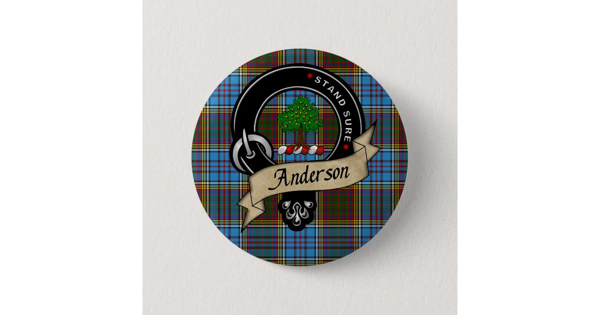 Anderson Clan Badge & Tartan Button | Zazzle