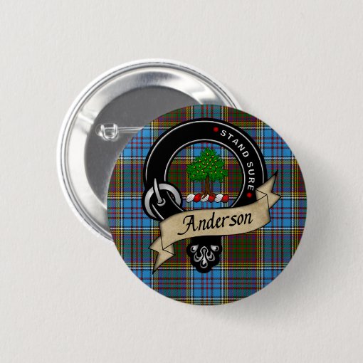 Anderson Clan Badge & Tartan Button | Zazzle
