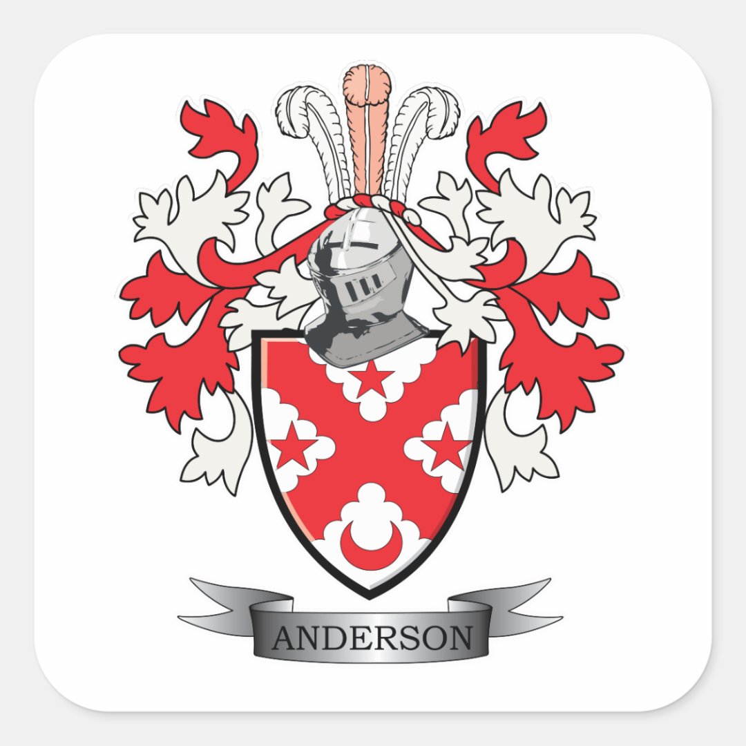 Anderson Family Crest Coat of Arms Square Sticker | Zazzle