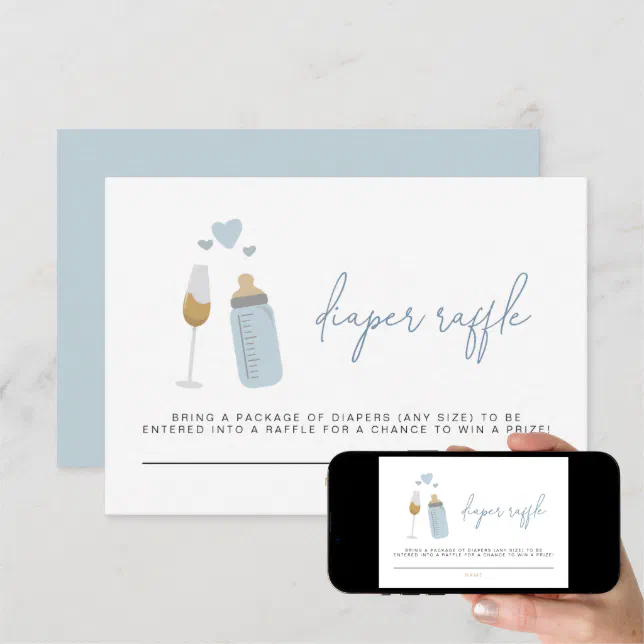ANDI Blue Poppin' Bottles Diaper Raffle Card | Zazzle