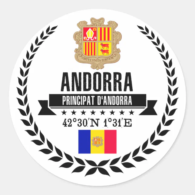 Andorra Classic Round Sticker | Zazzle