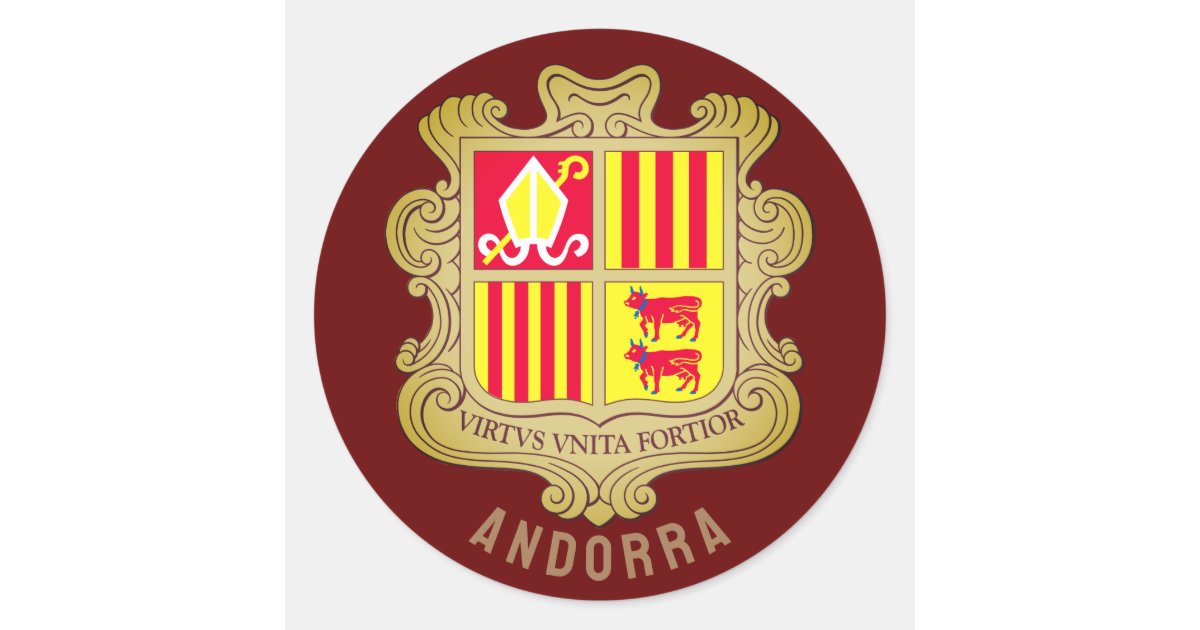 Andorra coat of arms classic round sticker | Zazzle