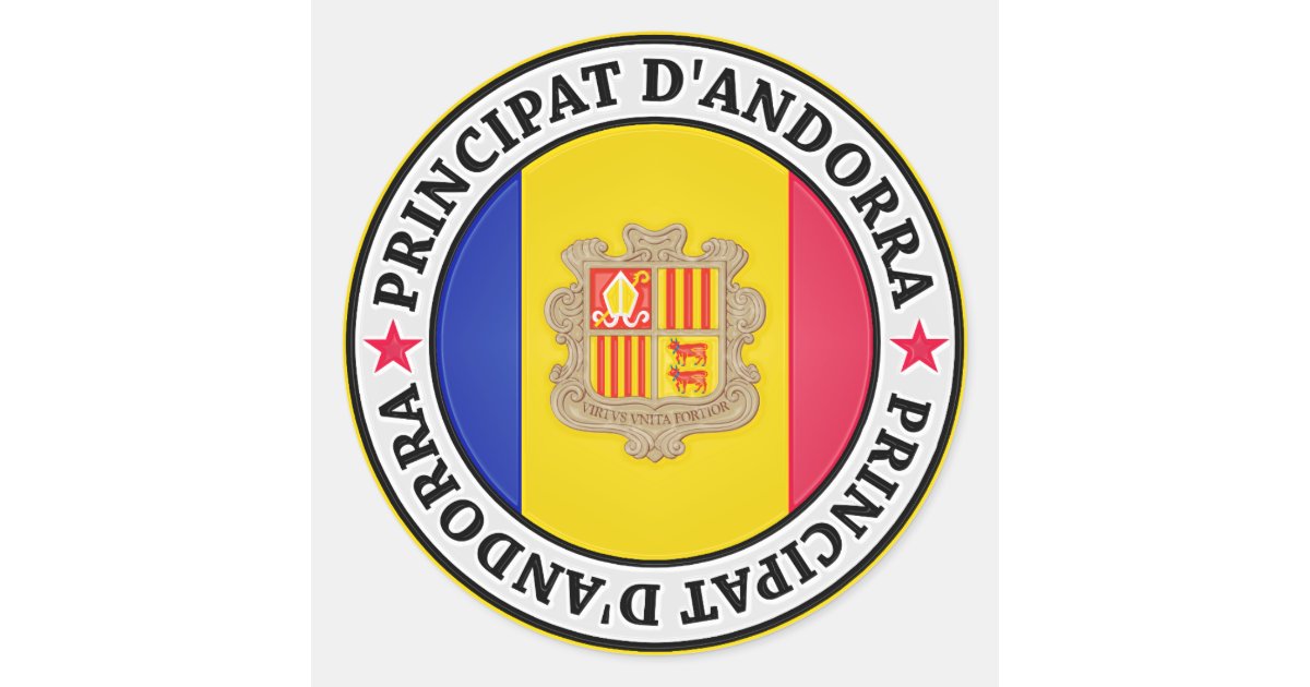 Andorra Round Emblem Classic Round Sticker | Zazzle