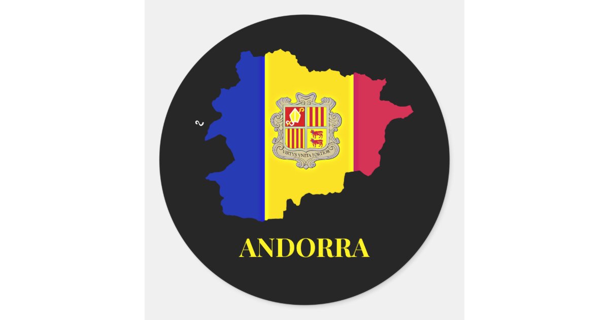 Andorra Silhouette, flag, Classic Round Sticker | Zazzle