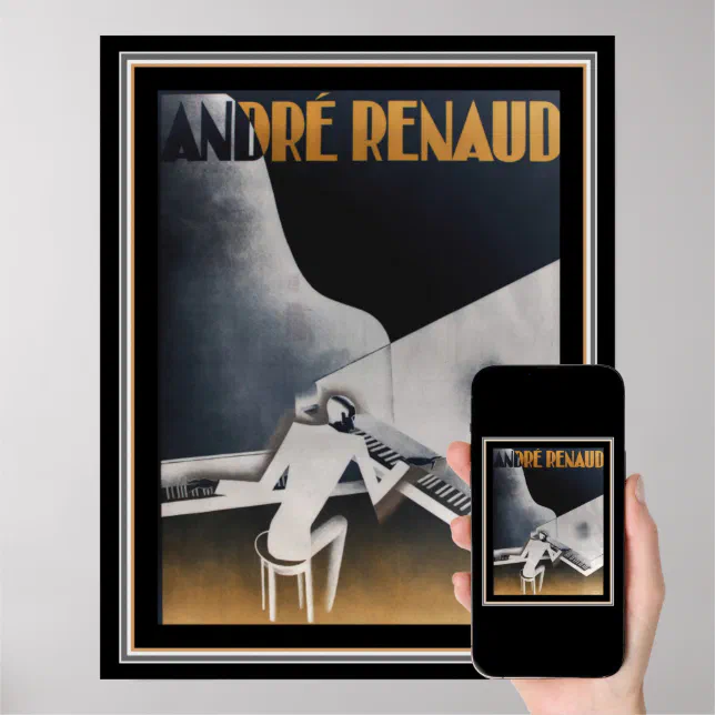 Andre Renaud Dual Pianos Deco Poster 16 x 20 | Zazzle