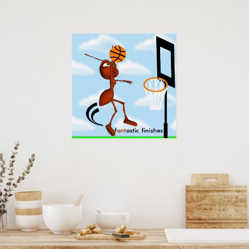 Andre The Ant Basketball Slam Dunk Poster | Zazzle