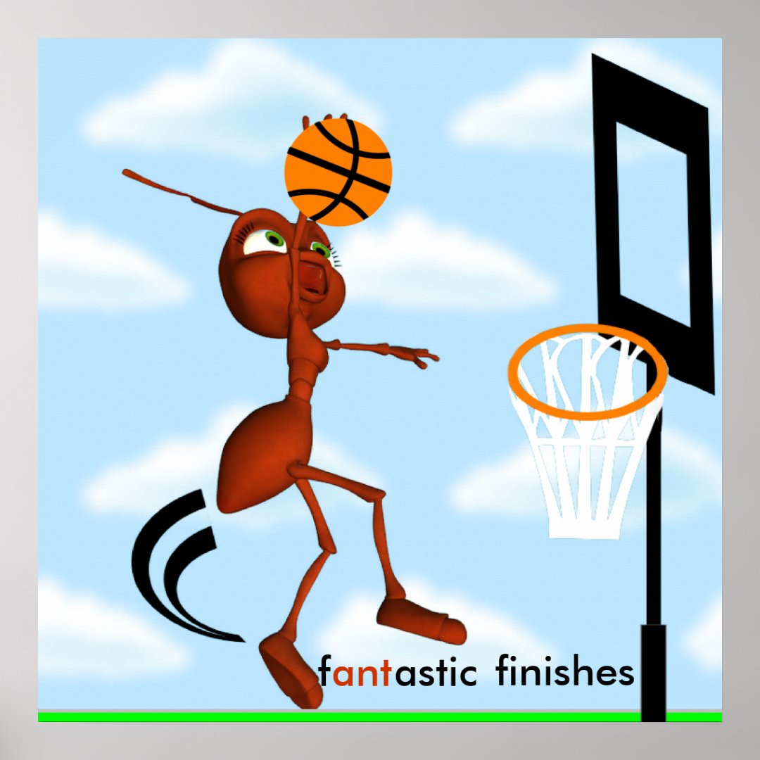 Andre The Ant Basketball Slam Dunk Poster | Zazzle