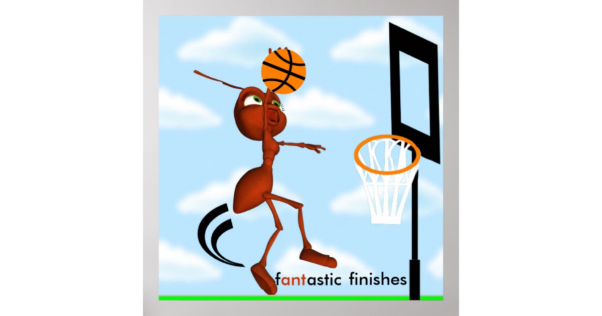 Andre The Ant Basketball Slam Dunk Poster | Zazzle