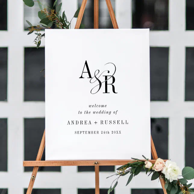 ANDREA Classic Elegant Unique Wedding Welcome Sign | Zazzle