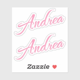 Andrea Decorative Name in Pink x2 Sticker | Zazzle
