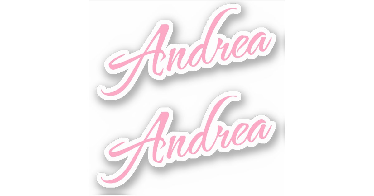 Andrea Decorative Name in Pink x2 Sticker | Zazzle