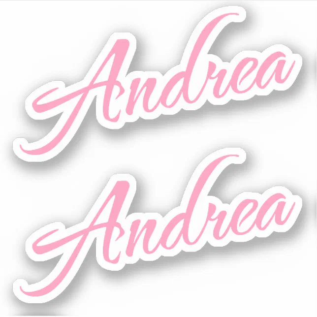 Andrea Decorative Name in Pink x2 Sticker | Zazzle