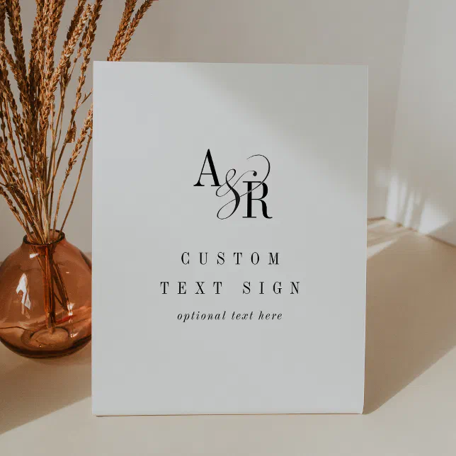 ANDREA Minimal White Black Formal Custom Wedding Pedestal Sign | Zazzle