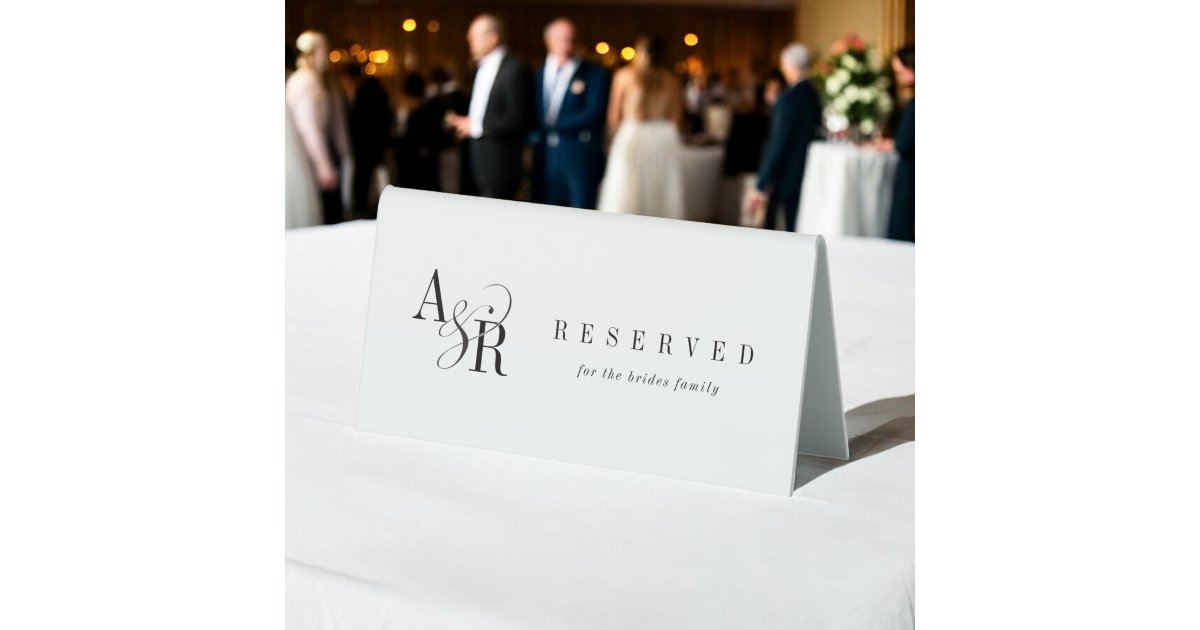 ANDREA Minimalist Unique Modern Wedding Reserved Table Tent | Zazzle
