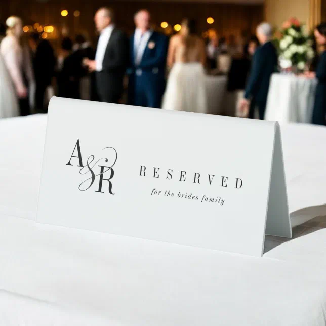 ANDREA Minimalist Unique Modern Wedding Reserved Table Tent | Zazzle