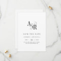 ANDREA Monogram Simple Modern White Black Wedding Save The Date | Zazzle
