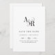 ANDREA Monogram Simple Modern White Black Wedding Save The Date | Zazzle