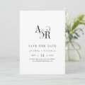 ANDREA Monogram Simple Modern White Black Wedding Save The Date | Zazzle