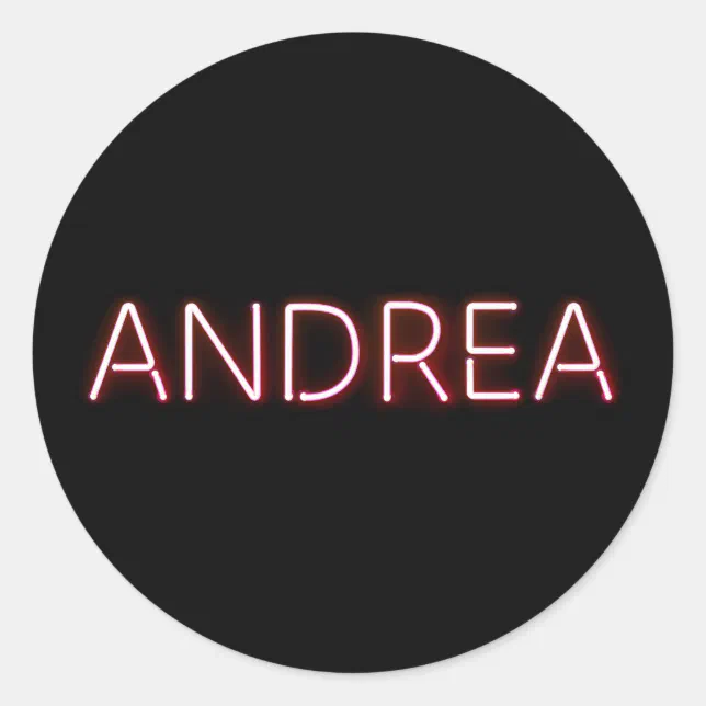Andrea Name in Glowing Neon Lights Classic Round Sticker | Zazzle