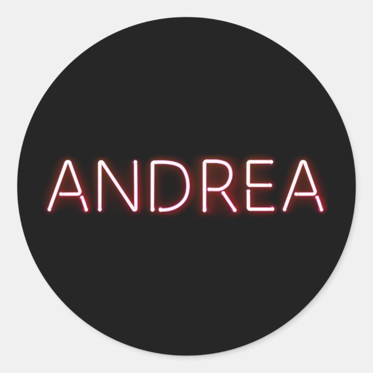 Andrea Name in Glowing Neon Lights Classic Round Sticker | Zazzle