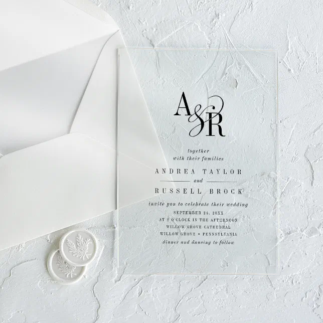 ANDREA Simple Modern Minimalist Classic Wedding Acrylic Invitations ...