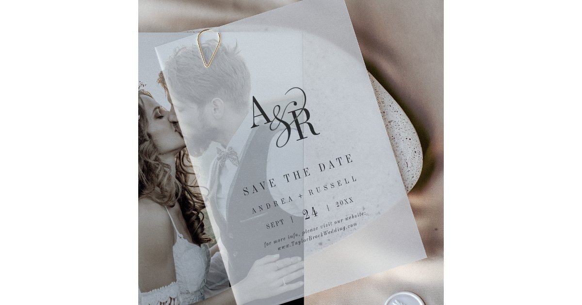 ANDREA Simple Modern Wedding Save the Date Vellum Invitations | Zazzle