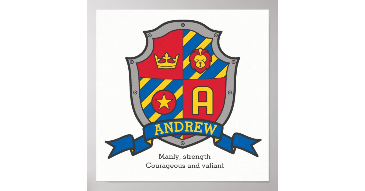 Andrew boys name meaning heraldry shield poster | Zazzle