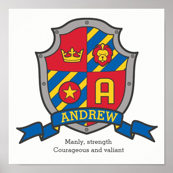Andrew boys name meaning heraldry shield poster | Zazzle