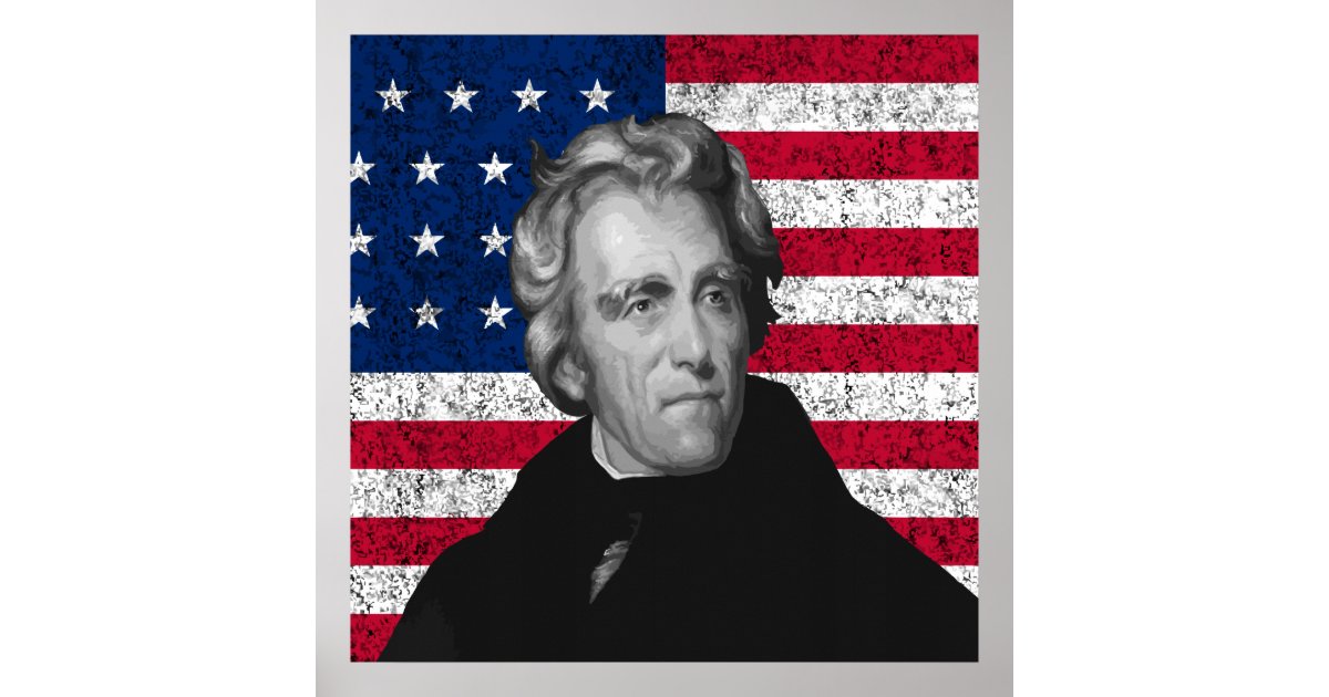 Andrew Jackson and The US Flag Poster | Zazzle