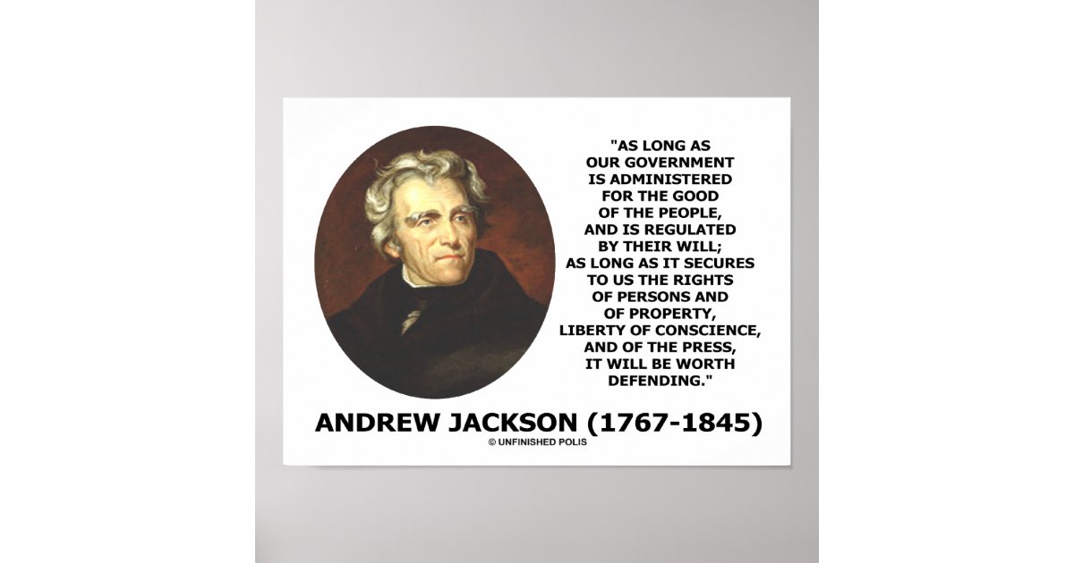 Andrew Jackson Government People Will Defending Poster | Zazzle