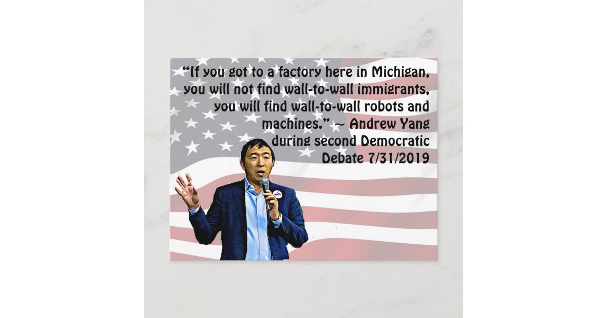 Andrew Yang Quote from Second Democratic Debate Postcard | Zazzle