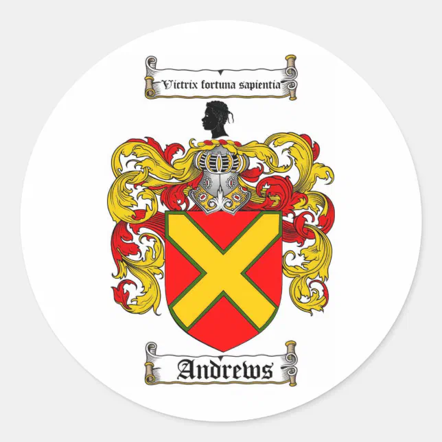 ANDREWS FAMILY CREST - ANDREWS COAT OF ARMS CLASSIC ROUND STICKER | Zazzle