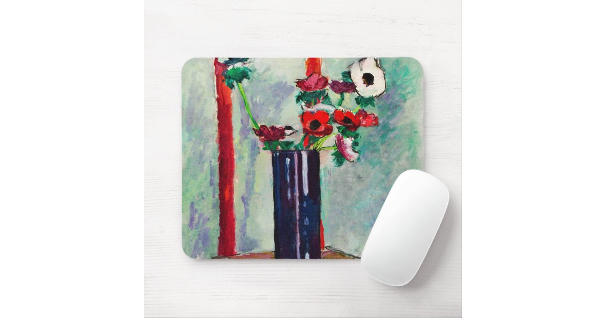 Anemones Red Flower by Henry Lyman Sayen Mouse Pad | Zazzle