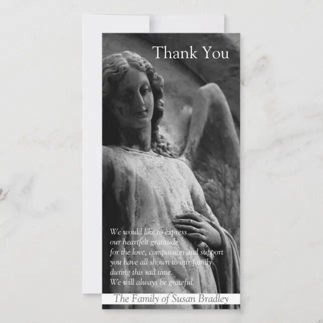 Angel 1 Christian Sympathy Thank You Photo Card | Zazzle