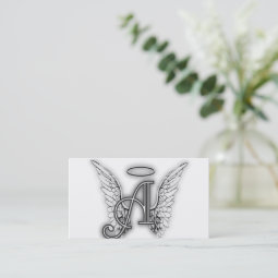 Angel Alphabet A Initial Latter Wings Halo Business Card | Zazzle