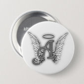 Angel Alphabet A Initial Latter Wings Halo Button | Zazzle