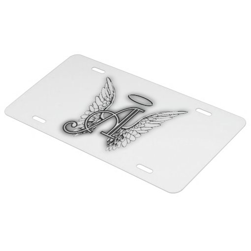 Angel Alphabet A Initial Latter Wings Halo License Plate | Zazzle