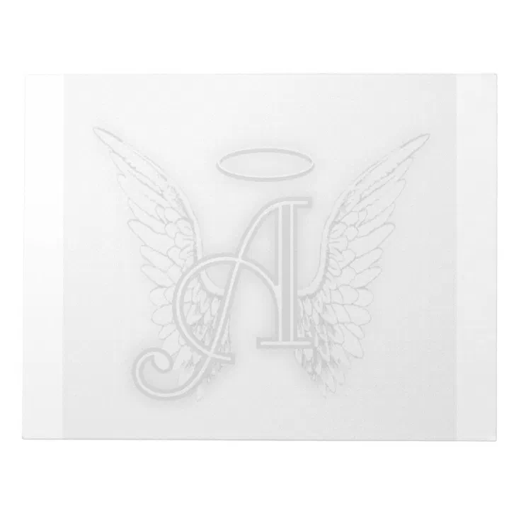 Angel Alphabet A Initial Latter Wings Halo Notepad | Zazzle