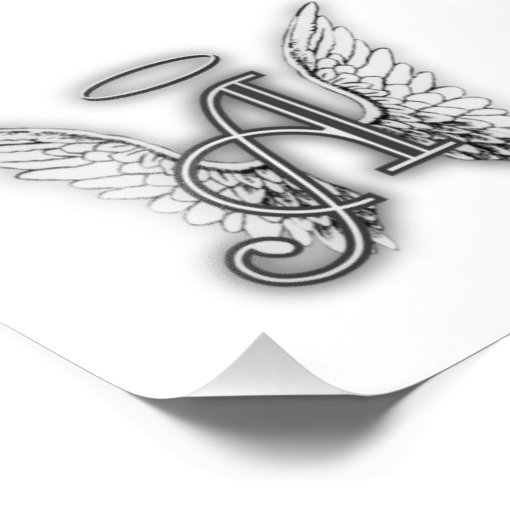 Angel Alphabet A Initial Latter Wings Halo Photo Print | Zazzle