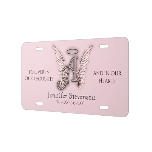 Angel Alphabet A Initial Letter Memorial License Plate | Zazzle