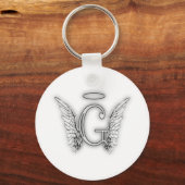 Angel Alphabet G Initial Latter Wings Halo Keychain | Zazzle
